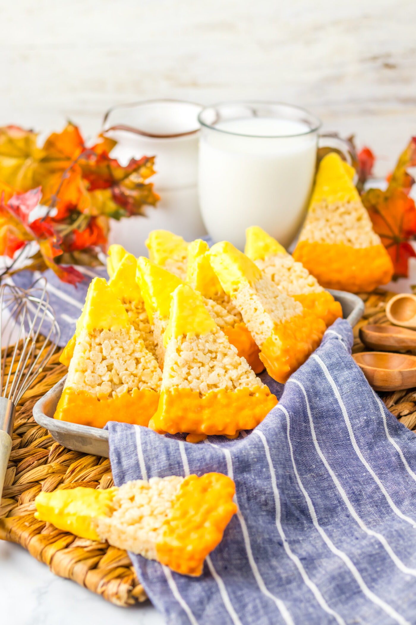 Candy Corn Rice Krispies Treats - Busy Family Recipes